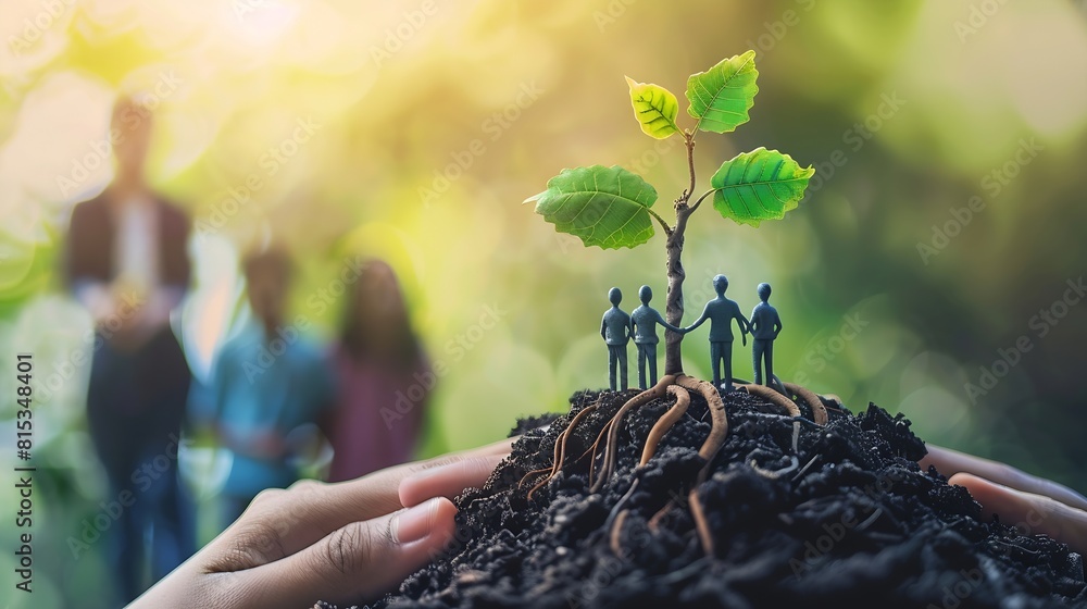 Foto de World environment day Global community teamwork CSR and ESG environmental energy saving ...