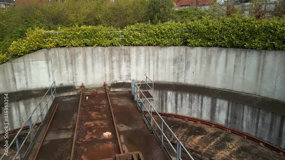 Flyover of a train turntable at Whitehead Railway Museum, Northern ...
