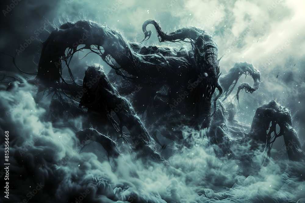 Chthonic Eldritch Entity Commanding Legion of Abyssal Underworld ...