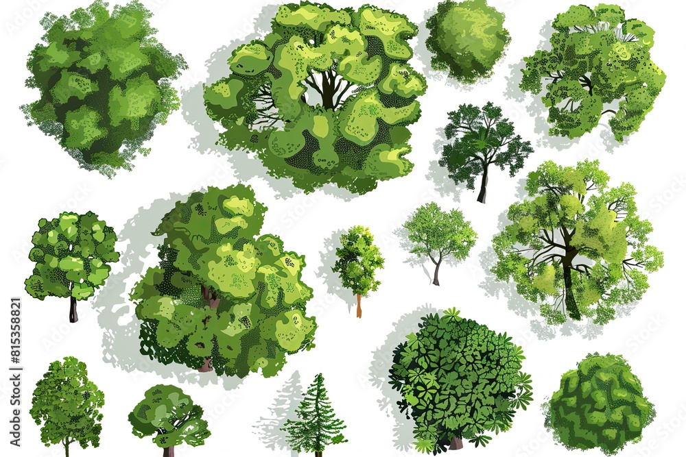 Trees top view for landscape vector illustration Stock Illustration ...