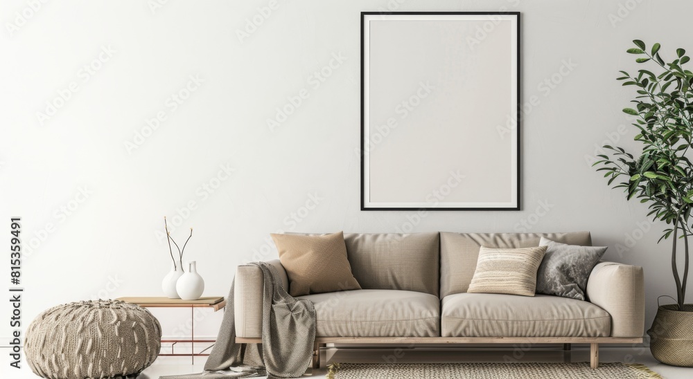 Mockup empty, blank poster frame, the frame has an aspect ratio of 3:4 ...