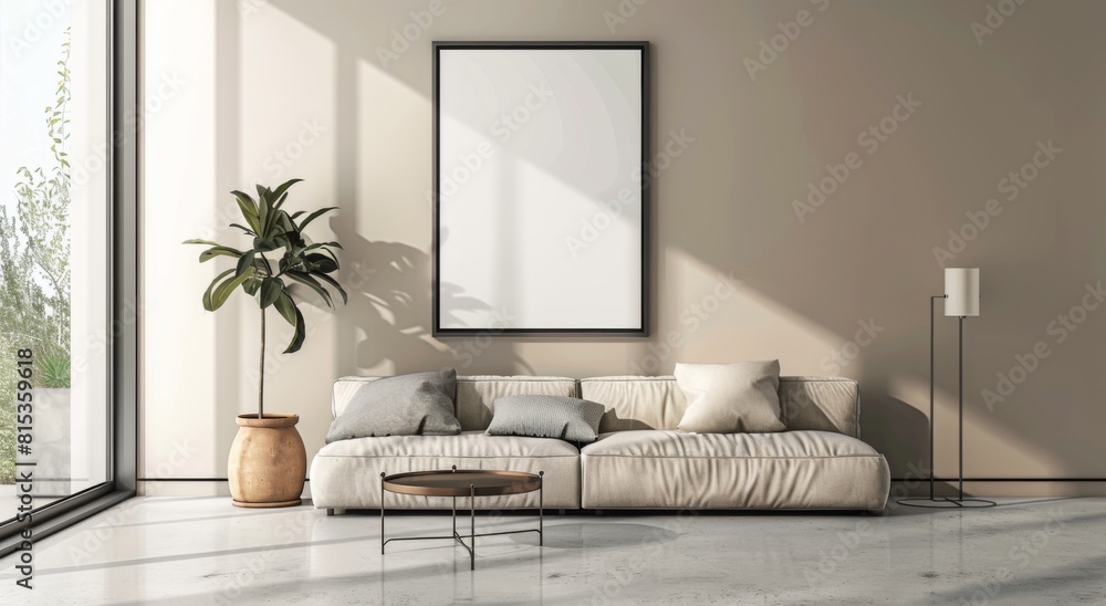 Mockup empty, blank poster frame, the frame has an aspect ratio of 3:4 ...