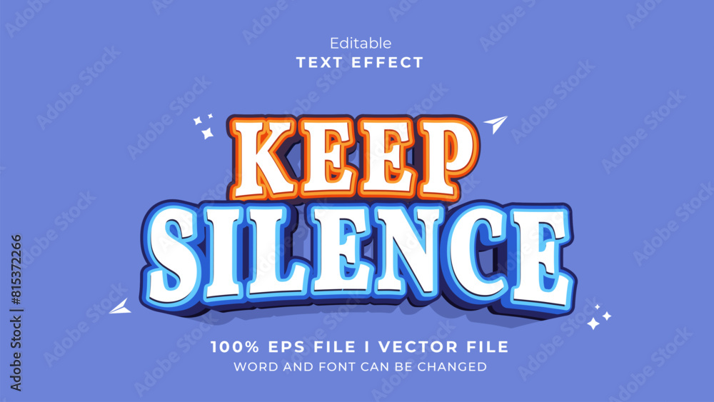 editable keep silence text effect.typhography logo Stock Vector | Adobe ...