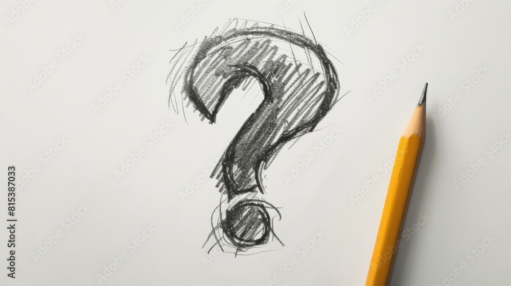 Pencil drawing of a question mark, on white background Stock Photo ...