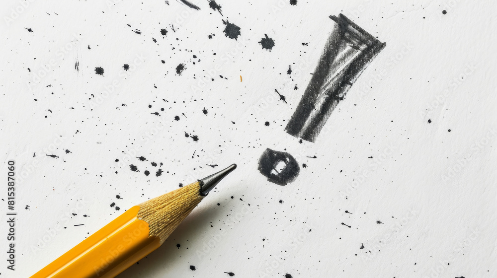 Pencil drawing of an exclamation mark, on white background Stock Photo ...