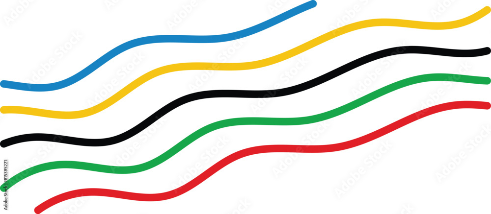 Abstract colorful wave background with Olympics lines colors isolated ...