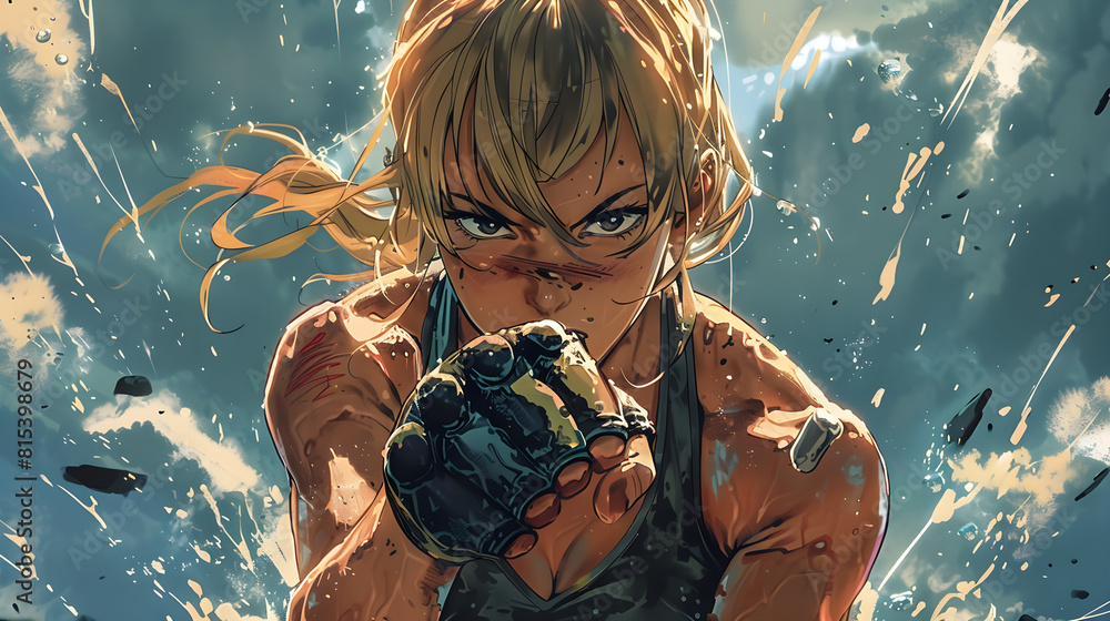 charming and sinister young samurai girl with a fox mask on her head, A ...