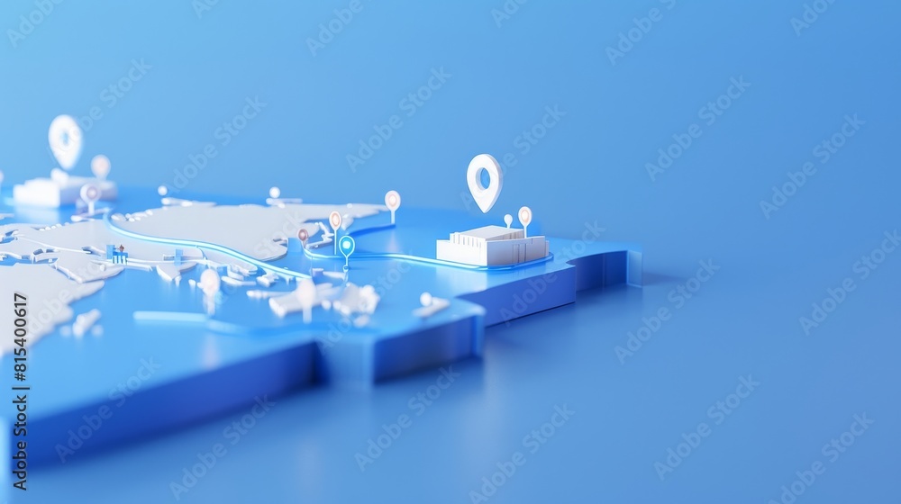 Global Logistics Map, Detailed Global Logistics Map with 3D Icons and ...