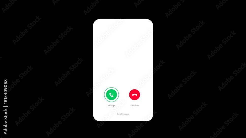 Mobile phone dial incoming call screen caller screen isolated on white ...