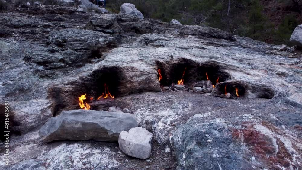 Eternal Flames: Natural Gas Fireplace Burning Out of Stone Rocks at ...
