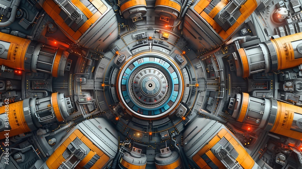 Intergalactic travel top view promoting space exploration robotic tone ...