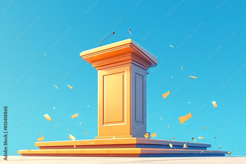Lectern flat design side view seminar event theme 3D render Split-complementary color scheme ...