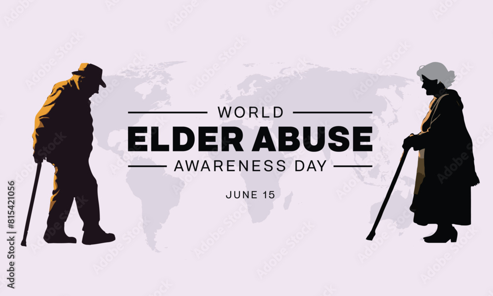 World Elder Abuse Awareness Day design. It features silhouette of an ...