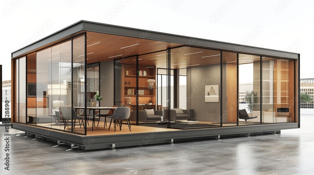 A modular office structure with movable walls for flexible space ...