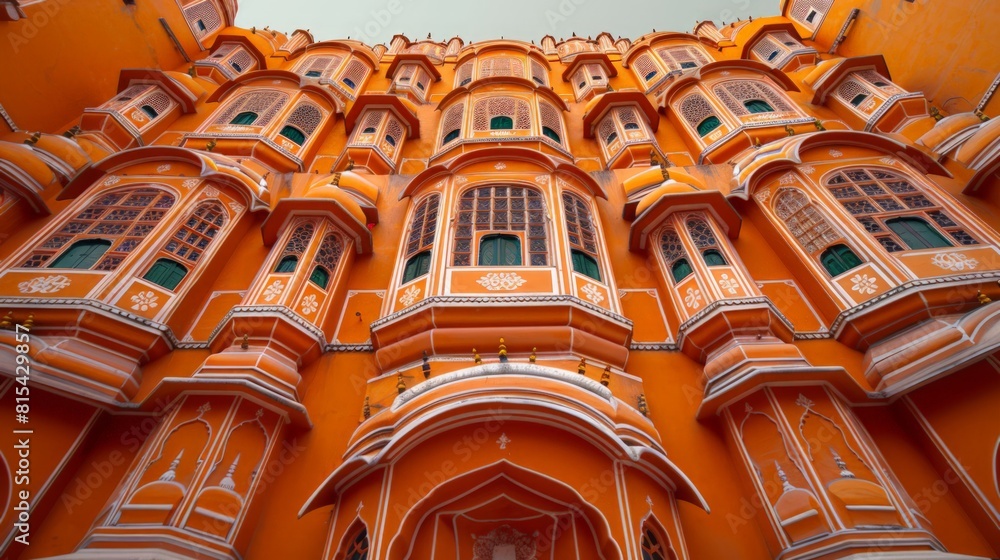 Aerial view of the Hawa Mahal in Jaipur, India, with its stunning pink ...