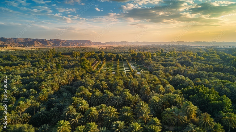 Aerial view of the Al Ain Oasis in the UAE, showcasing the extensive ...