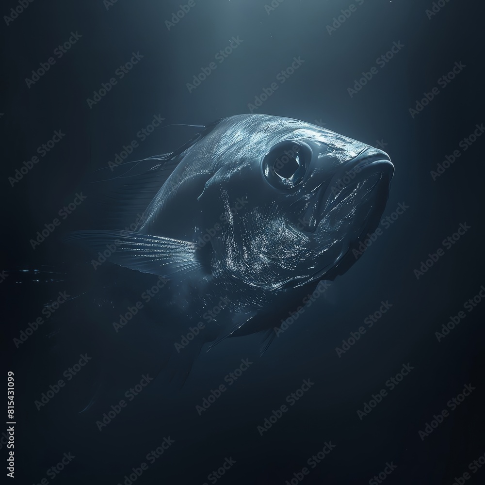 A rare glimpse of a deep-sea hatchetfish, its silvery body almost ...