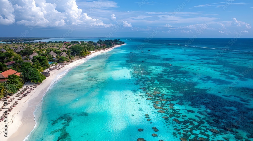 Aerial view of the Zanzibar Archipelago in Tanzania, featuring the ...