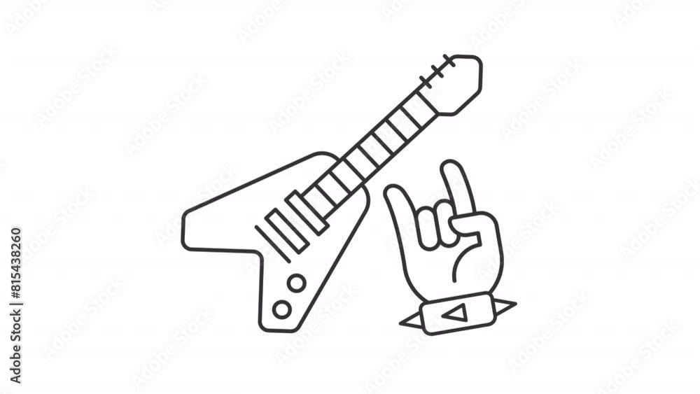 Animated electric guitar icon. Musical instrument line animation. Hard ...