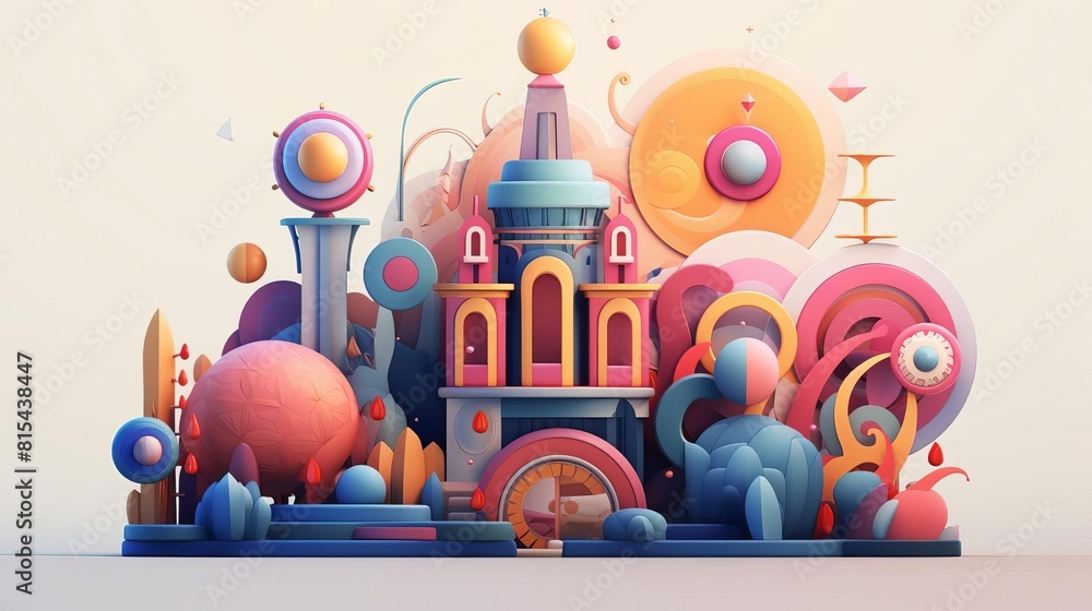 Enchanted objects flat design side view magical artifacts theme 3D ...