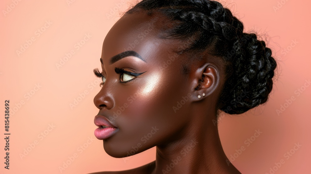 Foto de hair pulled back into a neat bun, powder smudge on left cheek ...