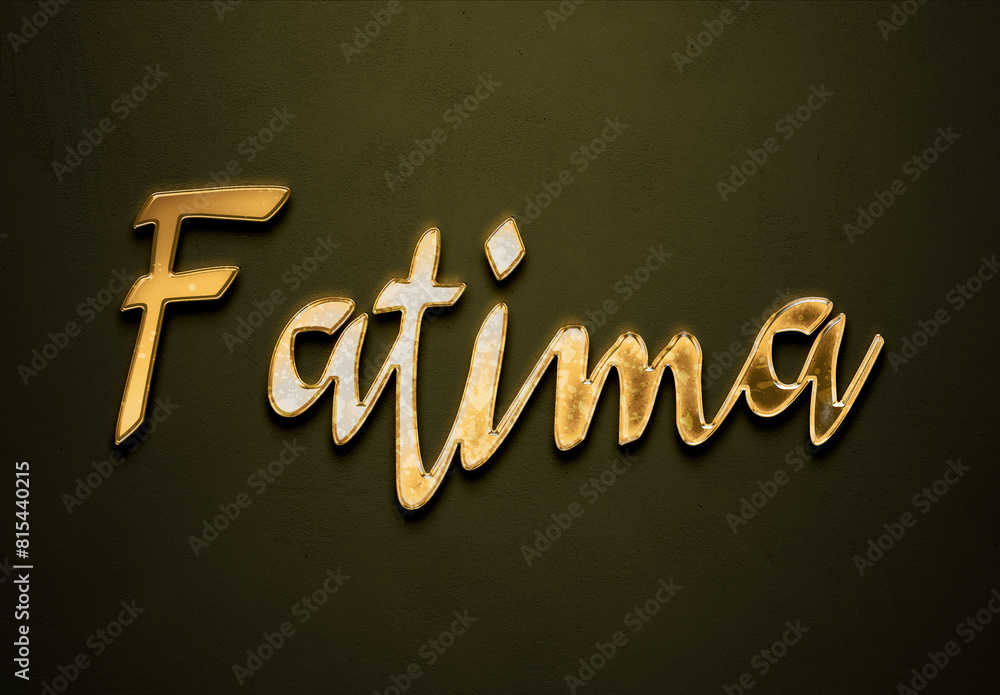 Old gold text effect of Arabic name Fatima with 3D glossy style Mockup ...