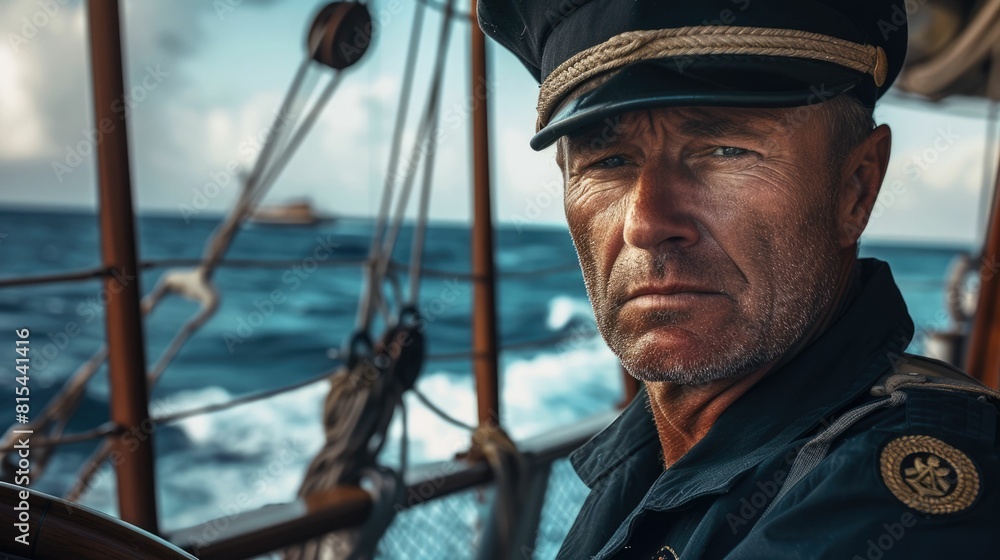 The picture of the military working as the marine captain for sailing ...