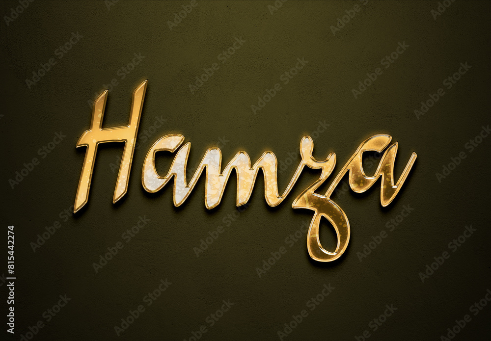 Old gold text effect of Arabic name Hamza with 3D glossy style Mockup Stock Illustration | Adobe ...
