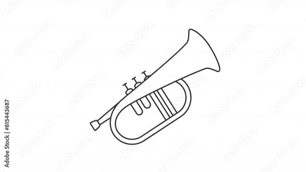 Animated trumpet icon. Brass instrument line animation. Buttons ...