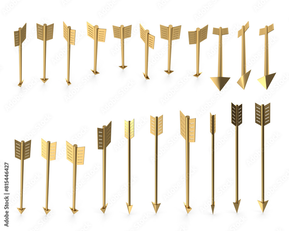 3D arrow png pointing in one direction, arrow attack, gold arrow ...