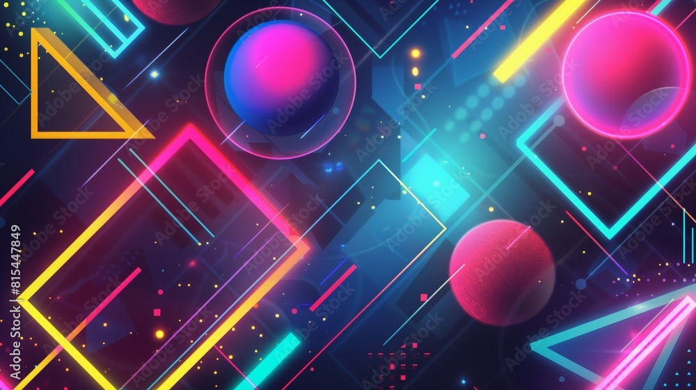 A vibrant 90s style background illustration featuring an array of ...