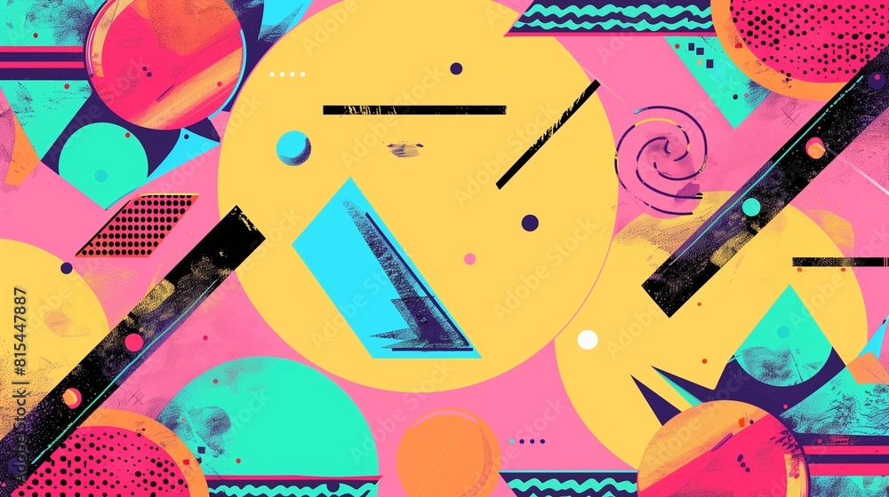 Colorful abstract shapes, evoking the playful and nostalgic aesthetics ...