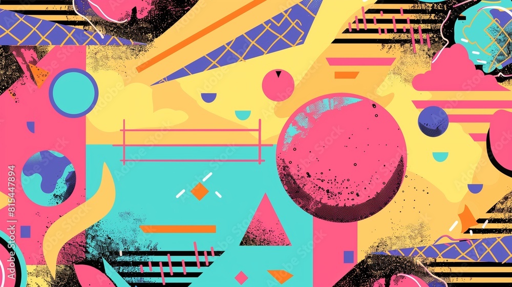 Colorful abstract shapes, evoking the playful and nostalgic aesthetics ...