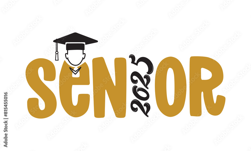 Senior 2025 Hand lettering - Typography. Vector illustration of a ...