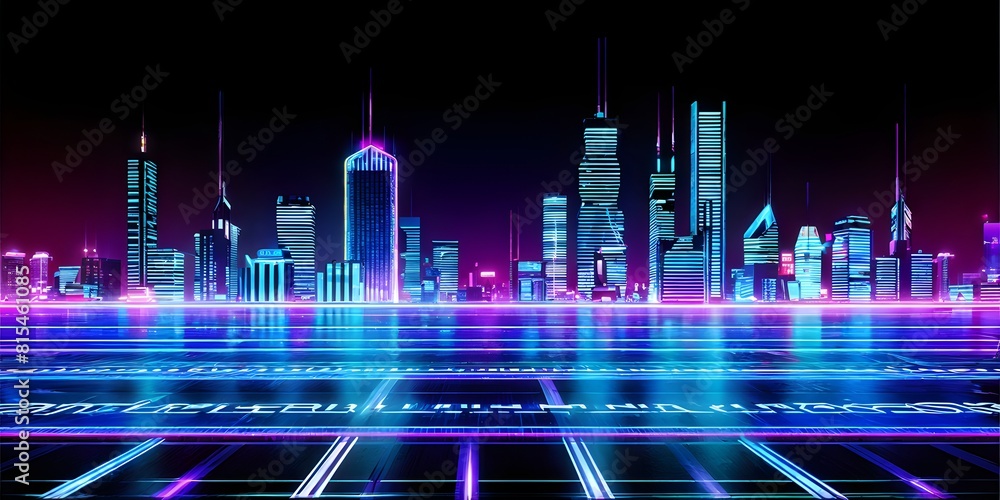 cyberpunk cityscape at night with neon lines and futuristic flashes ...