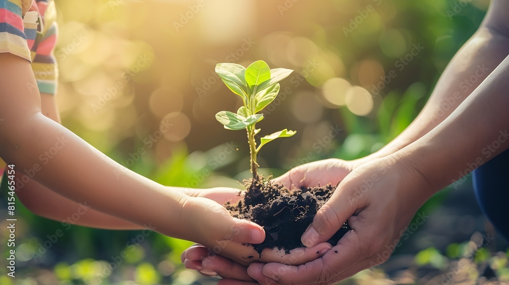 hands holding young plant with soilWorld environment day and ...