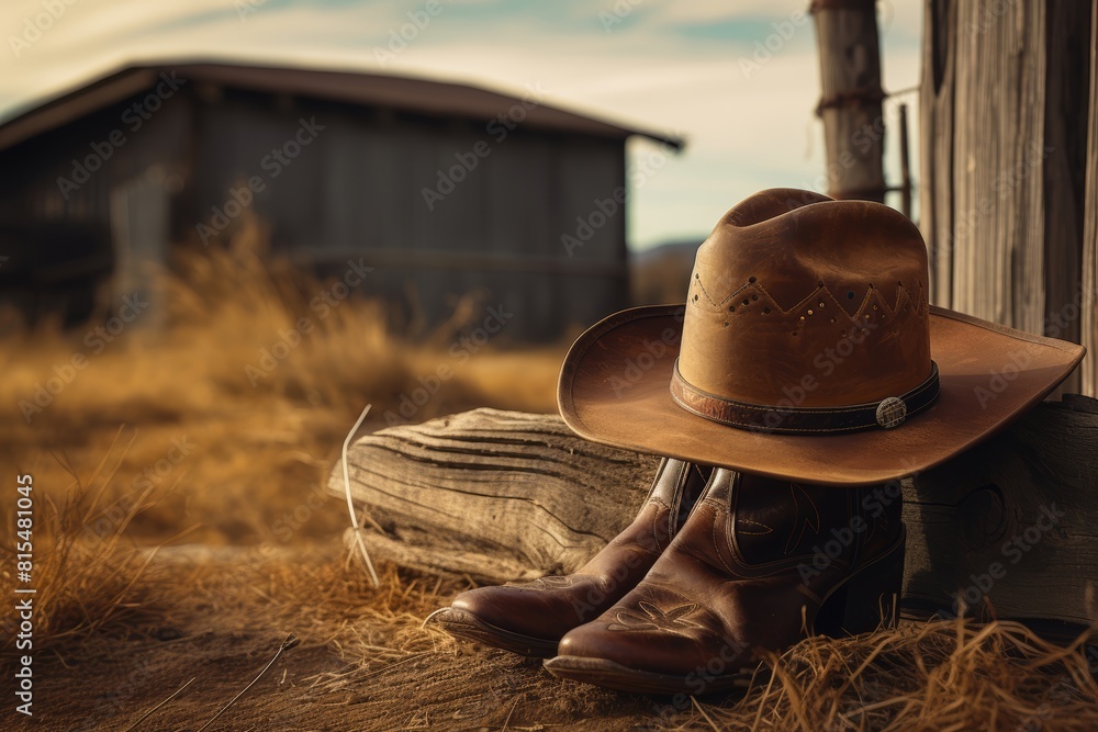 Cowboy boots and hats as essential elements of Cowboy Core looks Stock ...
