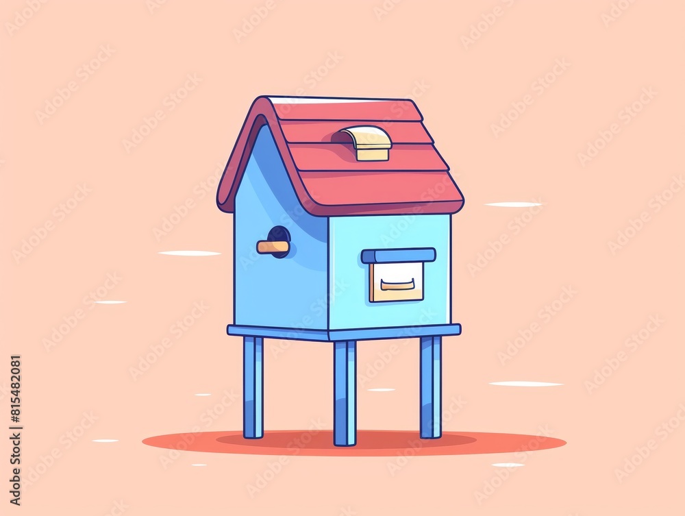 Suggestion box flat design side view office theme cartoon drawing ...