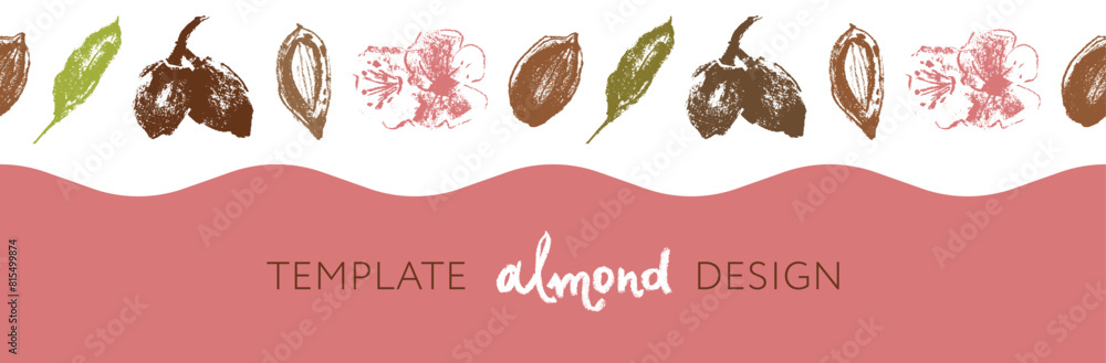 Almond frames for banner background or label template design. Organic ...