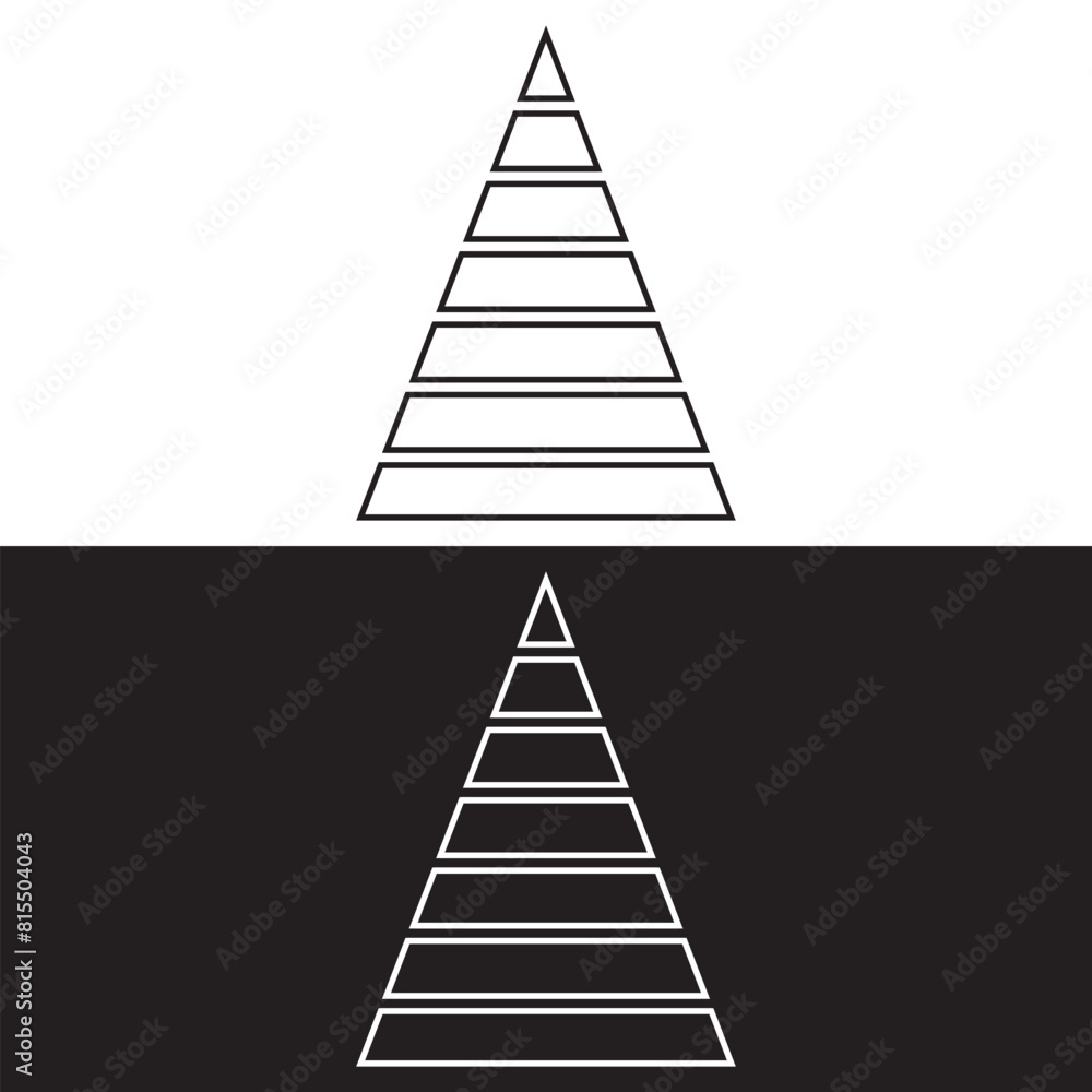 Pyramids line icon set for infographics. Triangles outline with 7 ...