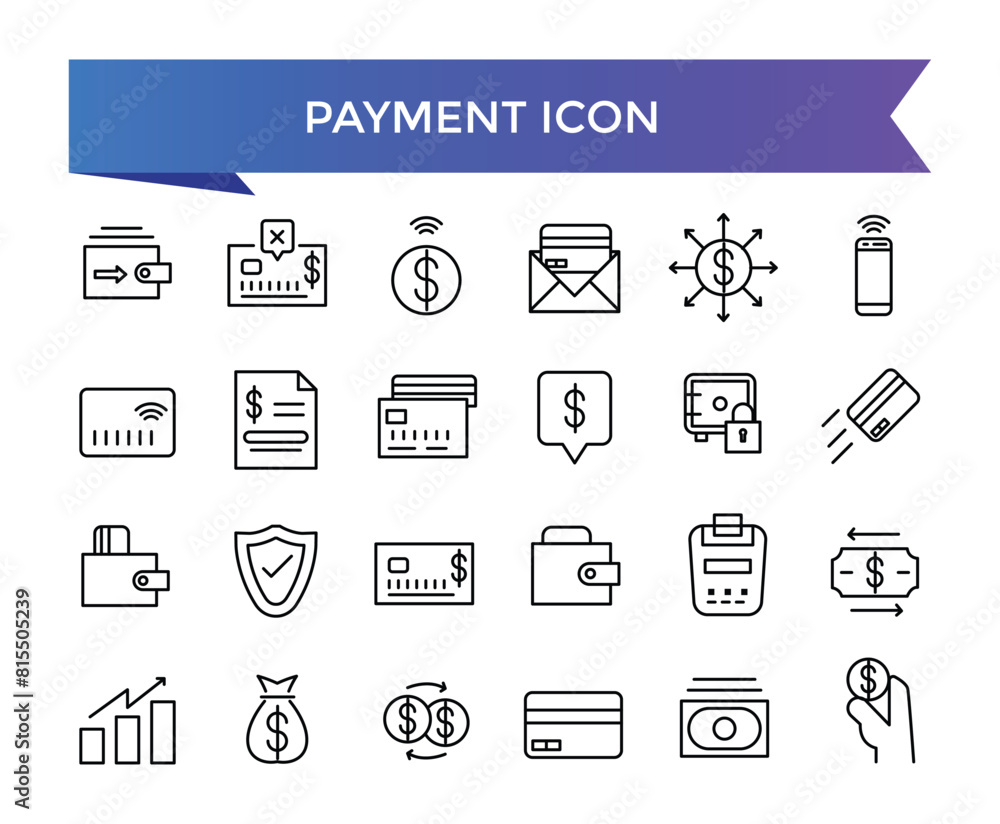 Payment icon collection. Business and finance payment collection with ...