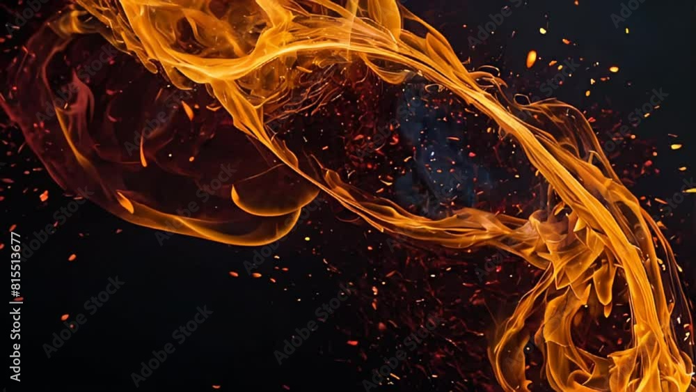 Fire flames and sparks in super slow motion isolated on black. Burning ...