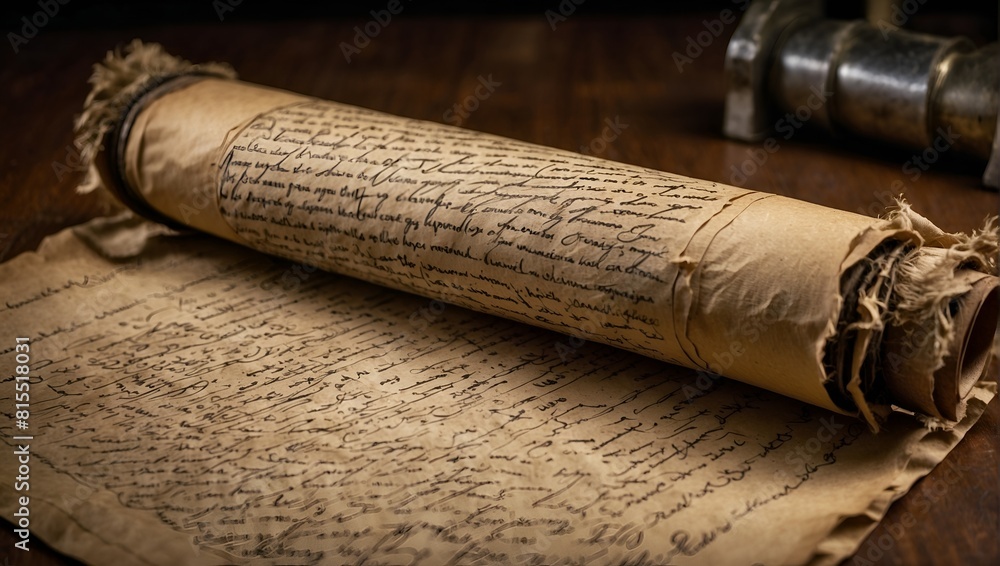 old paper scroll and quill Stock Photo | Adobe Stock