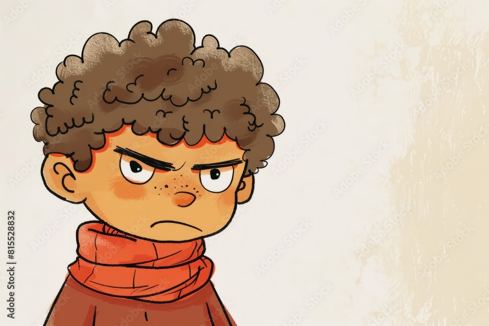 Cartoon cute doodles of a character with a stern expression, signaling ...