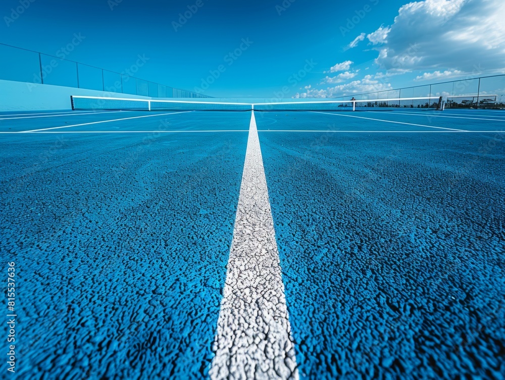 Minimalist tennis court background, blue sports field with white lines ...