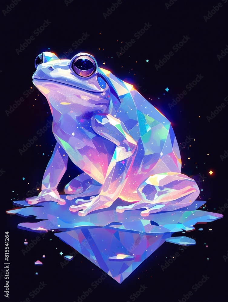 Minimalist Surreal Cartoon Illustration, Glowing Holographic Colorful ...