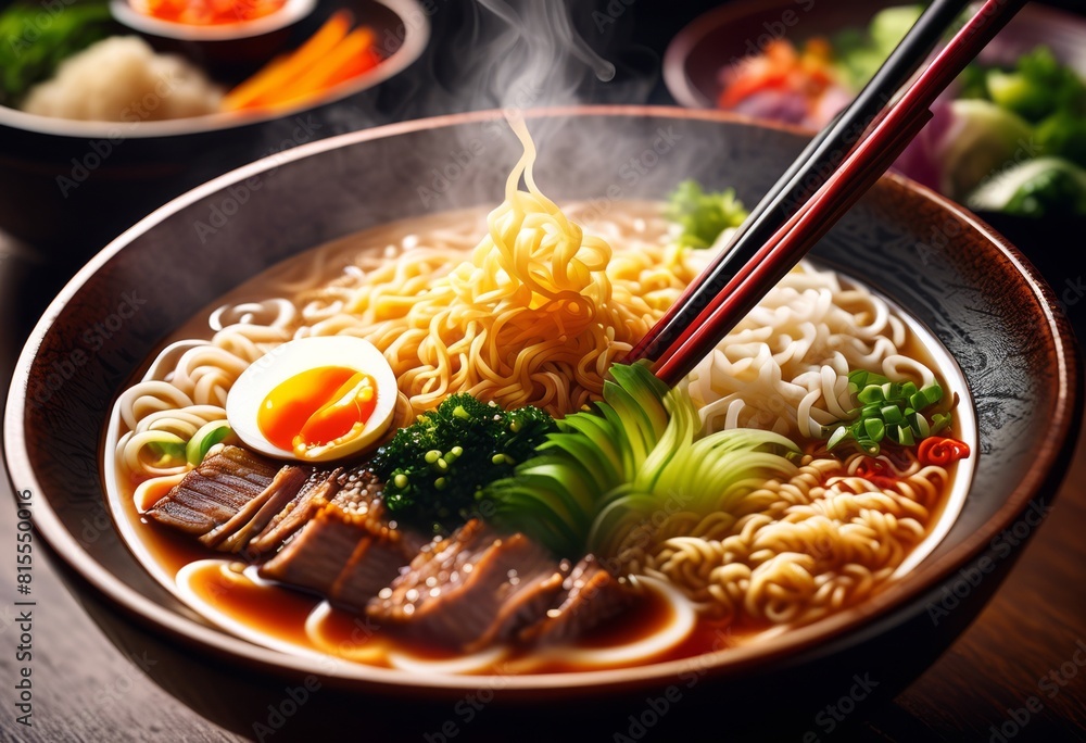 steamy ramen bowl aromatic vapor japanese cuisine food, rising, noodles ...