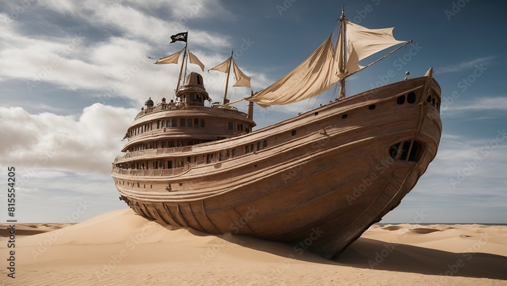 Legendary Pirate Ship The Sandworm A massive sand-colored pirate ship ...