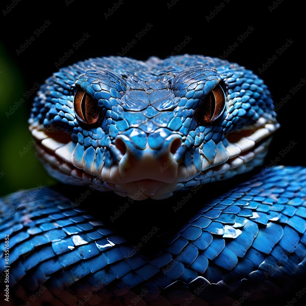 Venomous Beauty: The Blue Viper Snake in Detail Stock Illustration ...