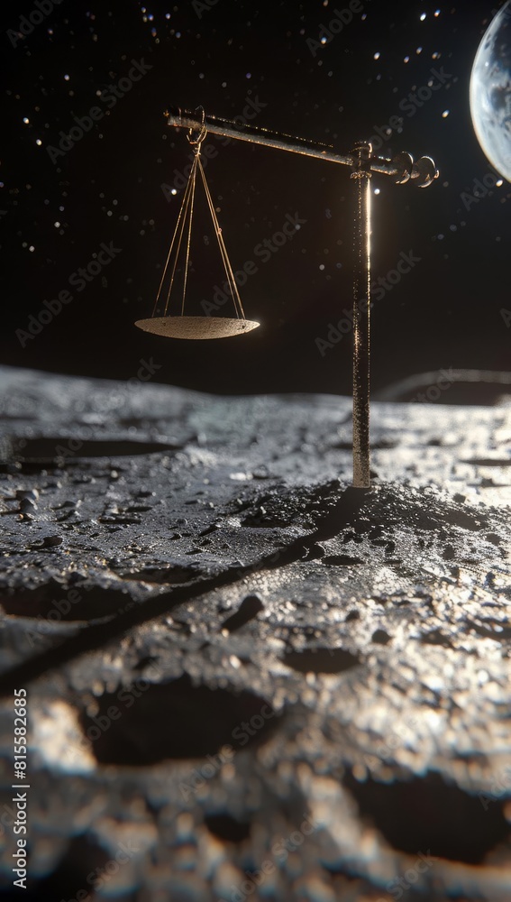 Scale on the lunar surface, measuring the gravity difference between ...